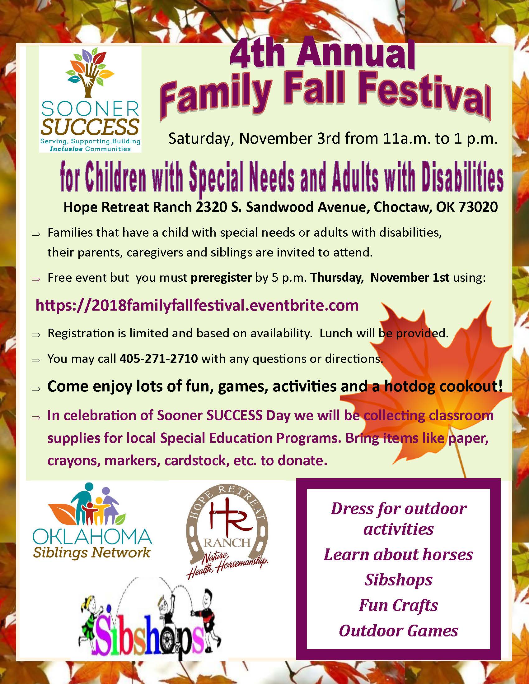 Sooner SUCCESS 4th Annual Family Fall Festival - Sooner...